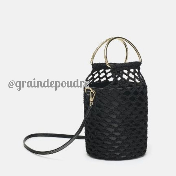 Zara | Bags | Rare Zara Handmade Woven Black Net Vegan Leather Bucket ...
